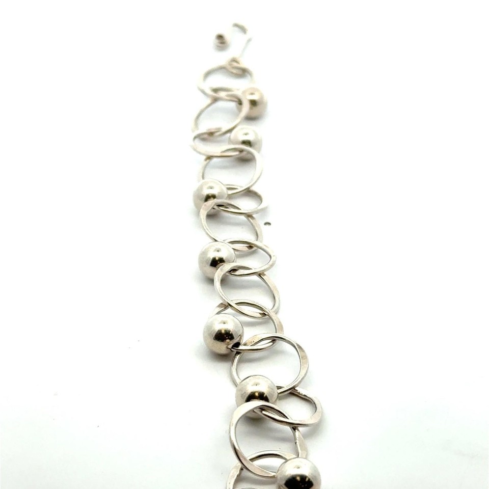8” .925 Sterling Silver Circle & Bead Bracelet, 12.4g | eBay