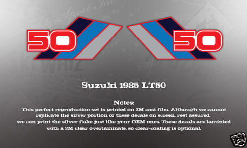 SUZUKI LT50 1985 GAS FUEL TANK DECALS GRAPHICS SET | eBay