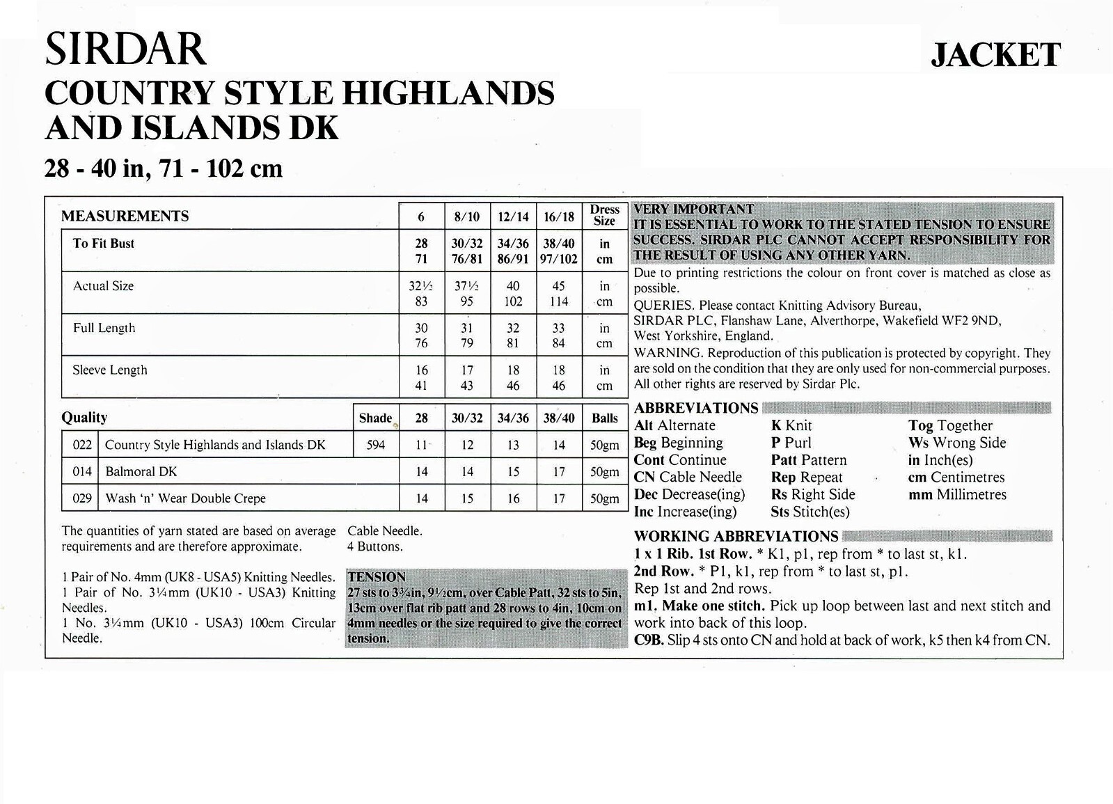 Ladies long line jacket / cardigan knitting pattern with a cable ...