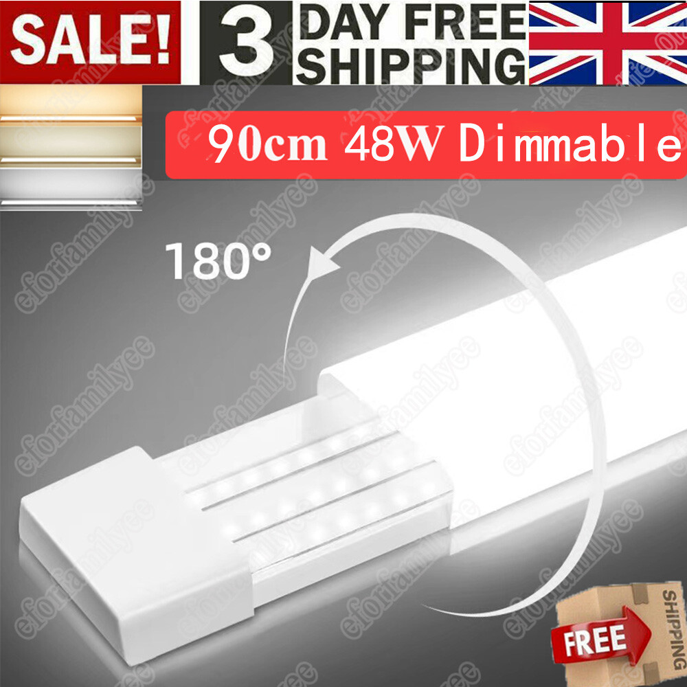 3FT 900MM LED BATTEN LIGHT STRIP LOW PROFILE SLIM FLUORESCENT FITTING ...