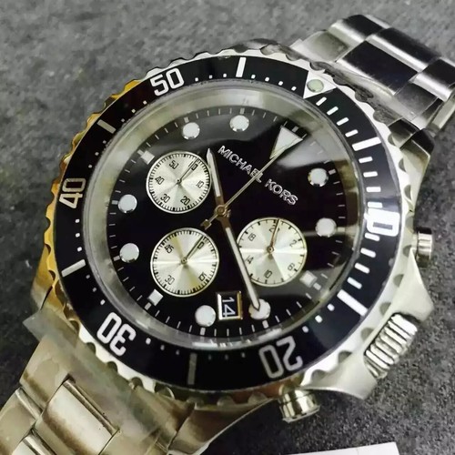 Michael Kors MK8256 Everest Black Dial Chronograph Stainless Steel Men ...