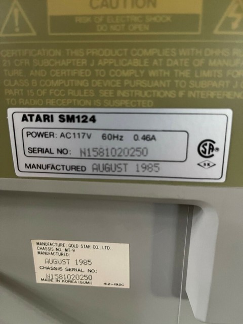 Atari SM124 Computer CRT Monitor Monochrome Display 1985 for sale ...