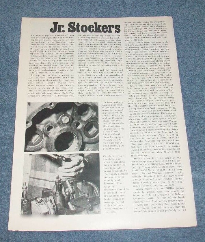 Alex Jarrell Junior Super Stocker's Tri-Five Chevy Vintage Racing Info ...