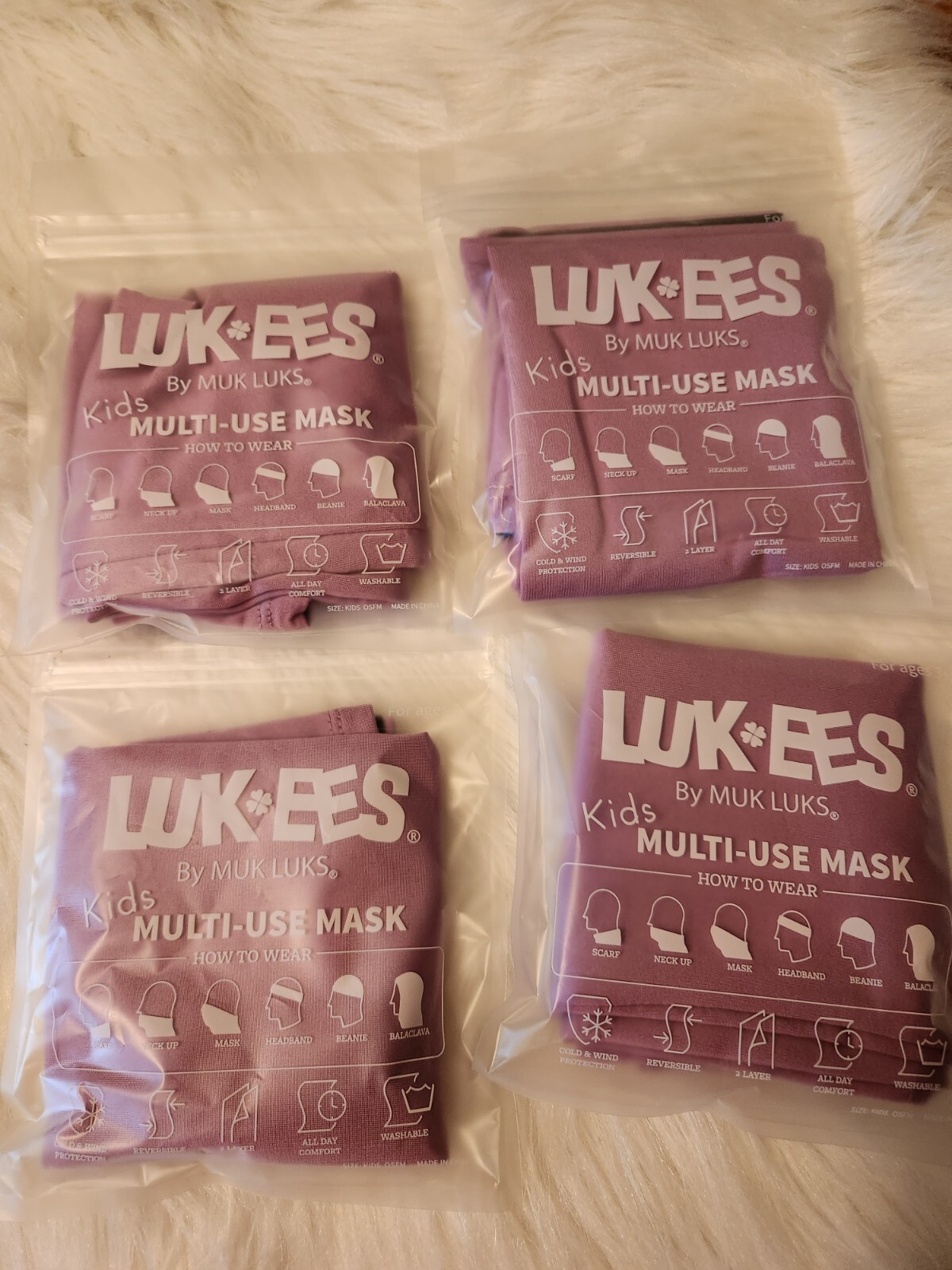 4 Pack: Luk Ees by Muk Luks Kids Multi-Use Face Mask Purple GG | eBay