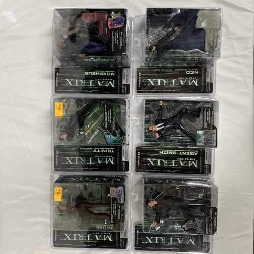 McFarlane THE MATRIX Reloaded Set 6 Figures Neo Smith Morpheus Trinity ...