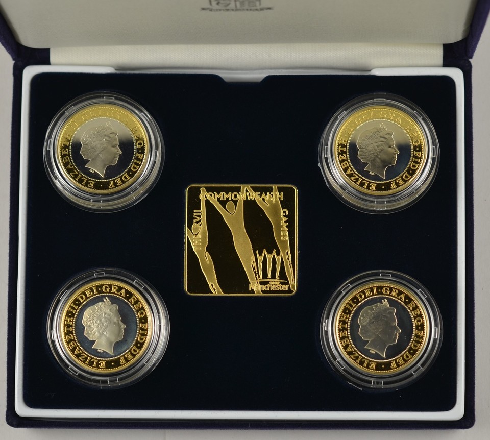 2002 XVII Commonwealth Games £2 Two Pound Silver 4 Coin Set box/coa ...