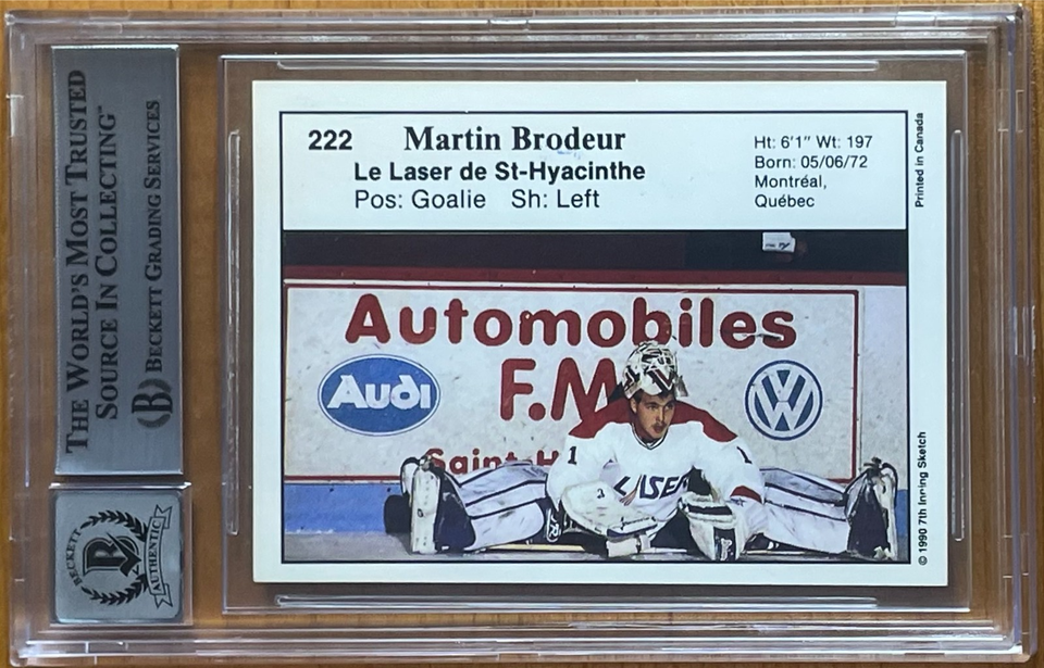 MARTIN BRODEUR SIGNED 1990/91 7TH INNING SKETCH ROOKIE BAS BGS ...