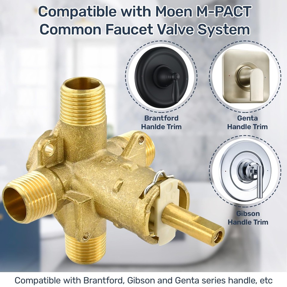 2510 Shower Valve Replacement for Moen Posi Temp Valve, 4-Port 1/2 Inch ...