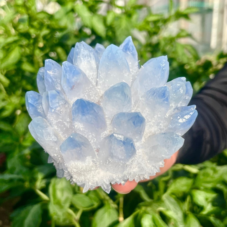 440G New find blue Phantom Quartz Crystal Cluster mineral samples ...