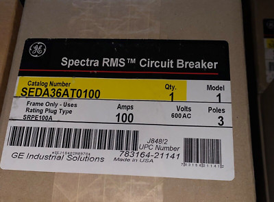 GE SEDA36AT0100 SPECTRA BREAKER 3POLE 100A 600V NEW IN BOX READY TO ...