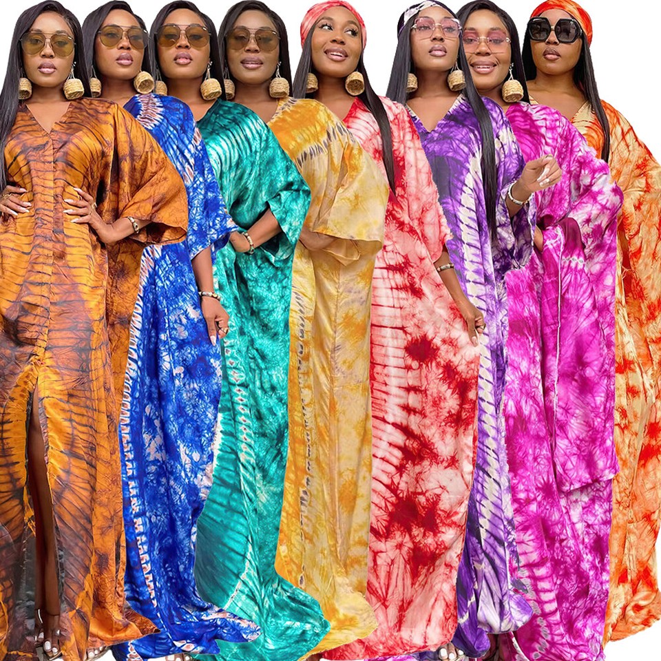 Hijab African Women Long Dress Dashiki Printed Kaftan Loose Robe ...
