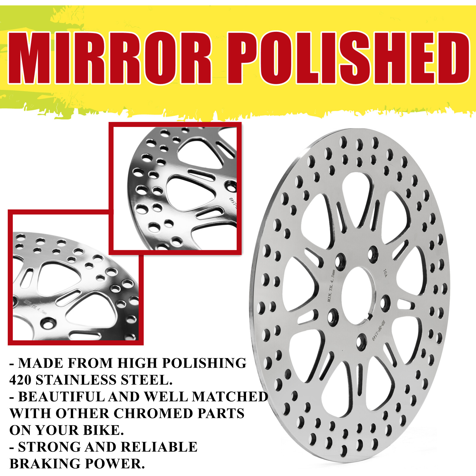 Polished Front Rear 11.5 Brake Rotors Fatboy Heritage Softail Deluxe ...