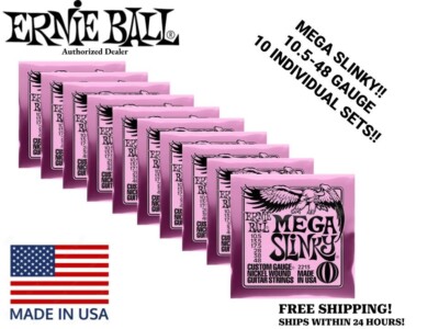 *10 PACK ERNIE BALL MEGA SLINKY 10.5-48 ELECTRIC GUITAR STRINGS 2213 ...