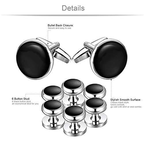 Mens Cufflinks and Studs Set Tuxedo Shirts Classic Black&Silver Match for Bus... | eBay