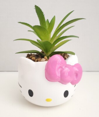 Sanrio Hello Kitty Face 3-Inch Ceramic Mini Planter With Artificial ...