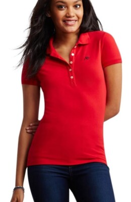 Aeropostale AEO Women’s A87 Pique Polo Tee Classic Red Sz L NWT | eBay