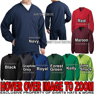 Mens Wind Shirt Jacket Windbreaker Lined V-Neck Pockets XS-2XL 3XL, 4XL ...