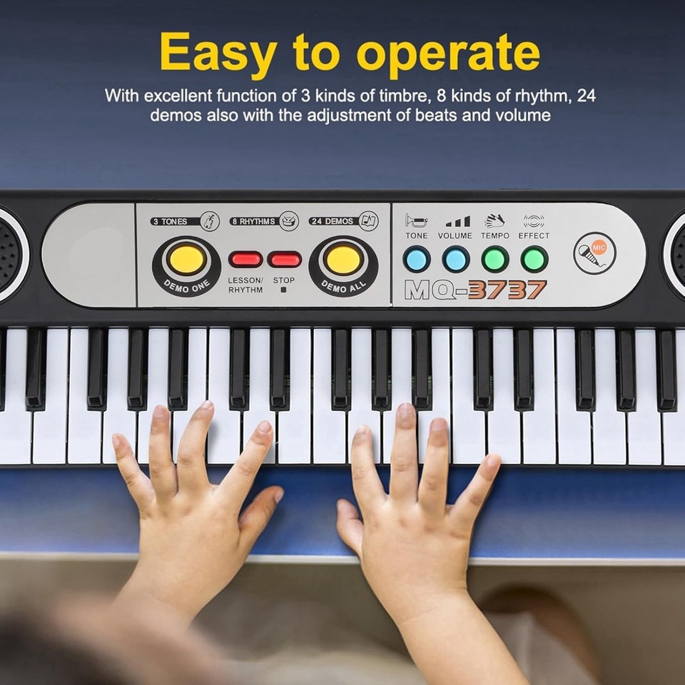 Battery Operated Kids Electronic Keyboard - 37 Keys with Versatile ...