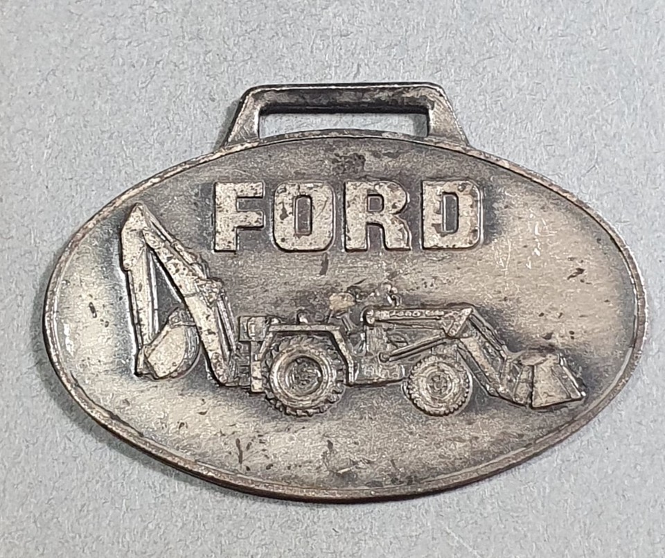 Vintage FORD Medina Tractor Construction Sales logo Keychain Watch Fob ...