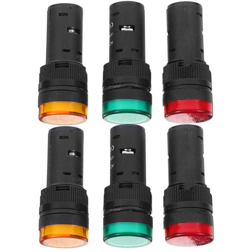 6Pcs LED Signal Light Power Indicator Green Red Yellow Panel Mount ...