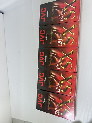 JVC T-120 SX VHS Tapes 6-Hour High Performance Blank Lot of 5 - NEW ...