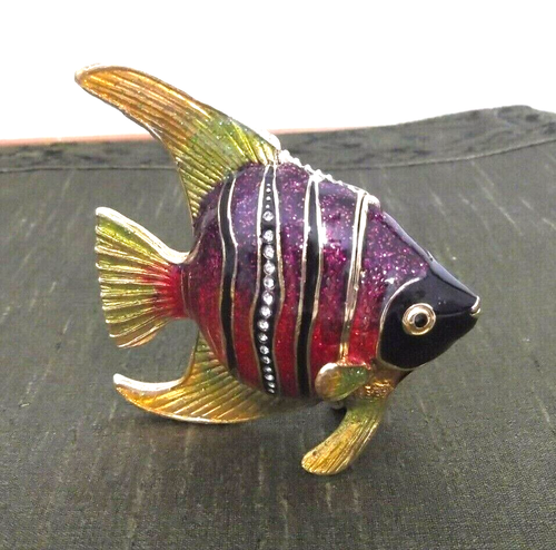 Angel Fish Trinket Box, hinged, beautifully jeweled, enamel, NIB Lovely ...
