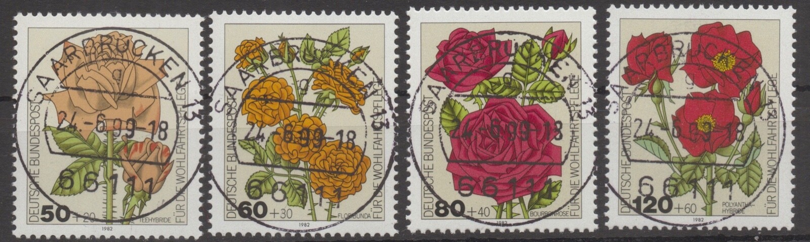 Alemania RFA / BRD 1982, Welfare: Garden Roses, № Mi 1150-1153, SG 2004 ...