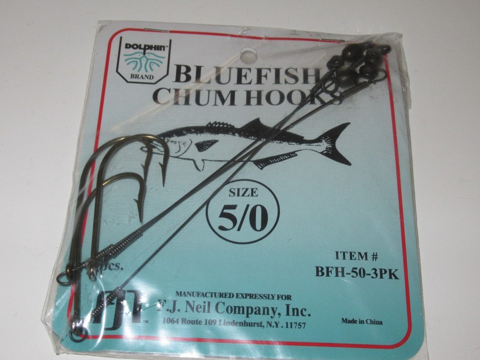 (24) 3 PACK BLUEFISH CHUM HOOKS CHUNK RIG SIZE 5/0 WIRE SNELLED HOOK | eBay