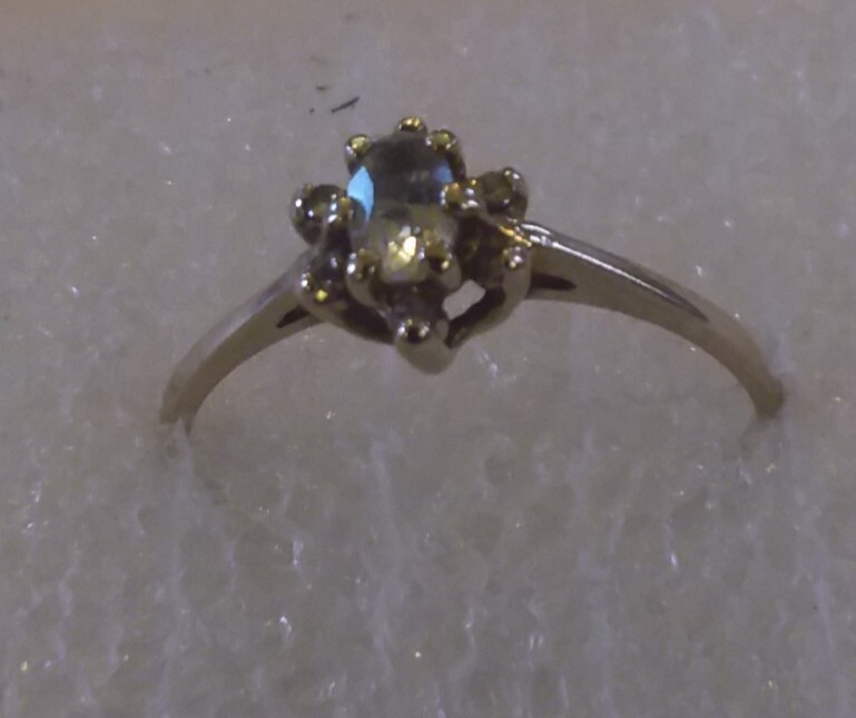 L@@K AMAZING Pawn Shop Closeout SMG Diamond Blue Stone 10k Gold Ring sz ...