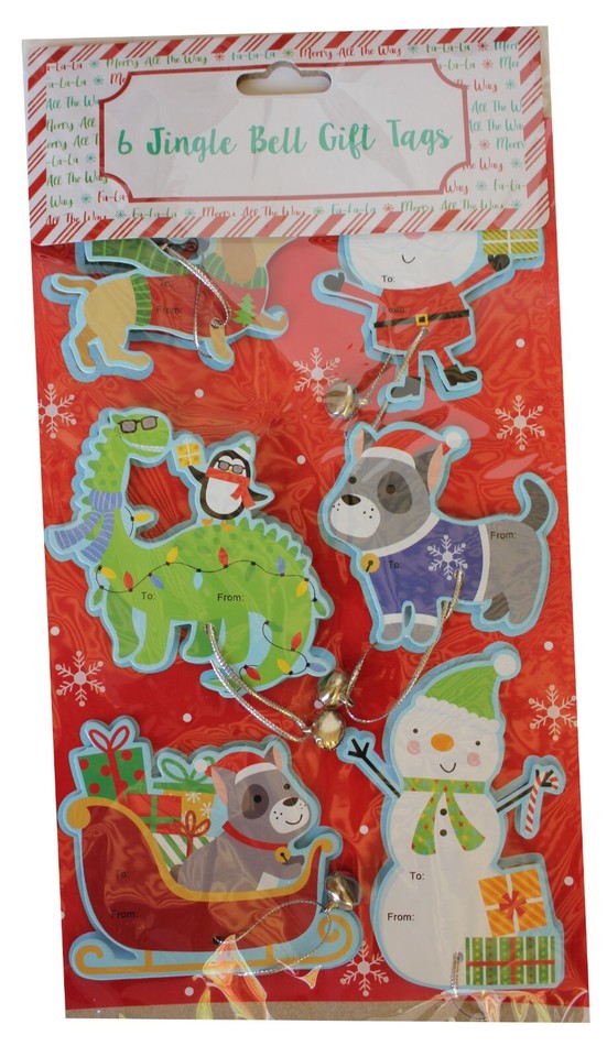 New Designs! Set of 6 Christmas Holidays Theme Jingle Bells Gift Tags ...