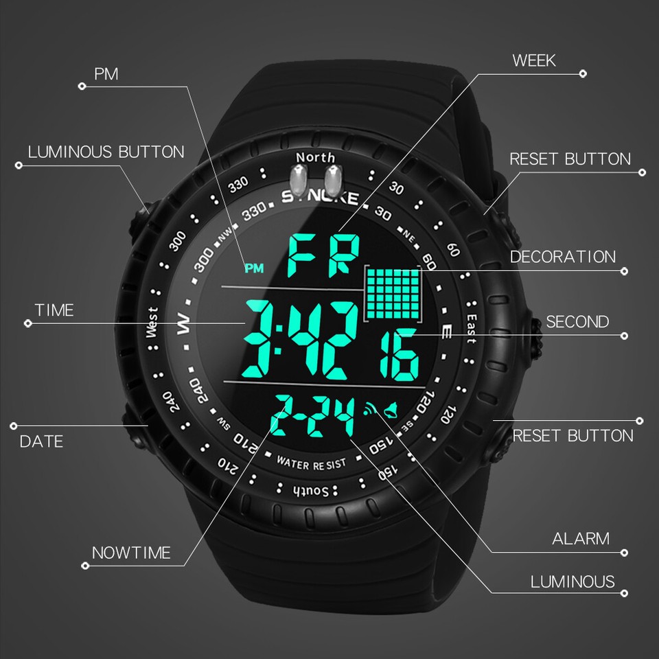 Men's Military Tactical LED Digital Sports Watch Backlight Wristwatch ...