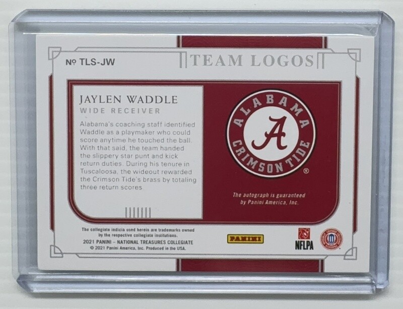 2021 National Treasures Jaylen Waddle Team Logos Rookie Auto Autograph ...