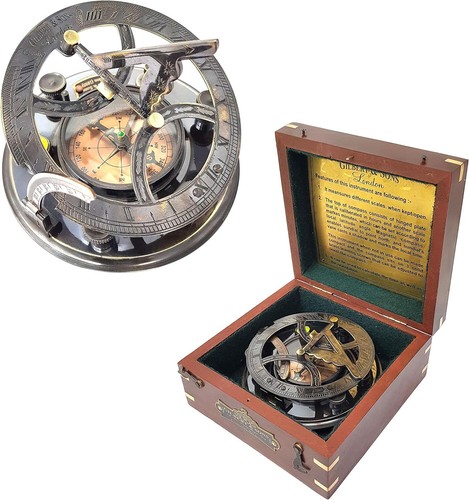 Brass Nautical 5 inches Large Sundial Compass Rose Calibrated Vintage ...