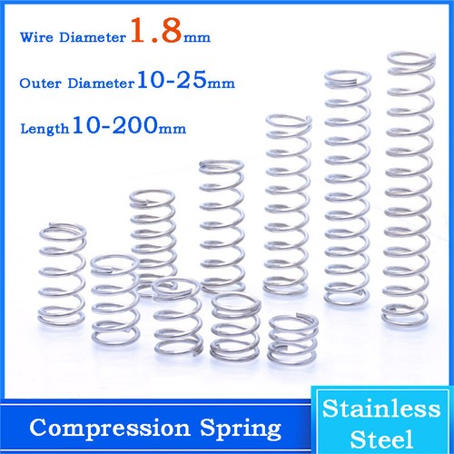 Compression Spring Pressure Springs Stainless Steel 1.8mm Wire Dia 10mm ...