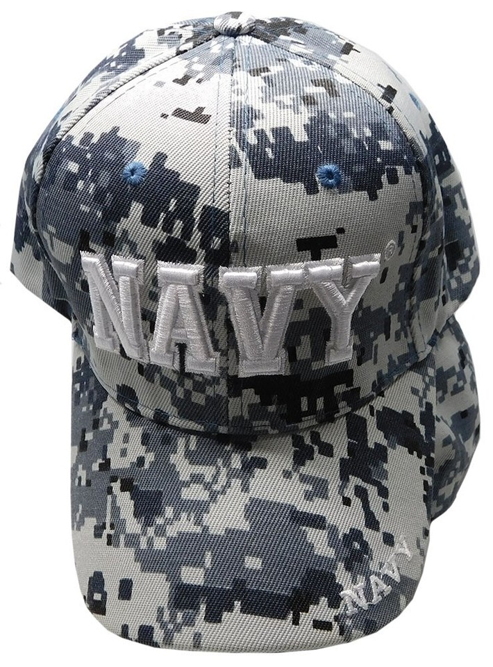 Blue Acu Camo 3-D Raised Letters Navy Hat Deluxe Low Profile Adjustable ...
