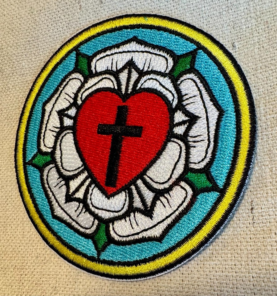 LUTHER ROSE EMBROIDERED PATCH LUTHERAN CHURCH IRON-ON CHRISTIAN CROSS ...