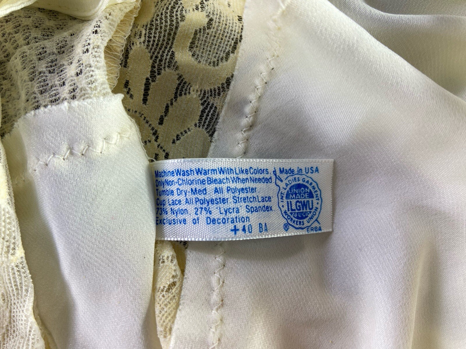 Vtg 70s 80s Teddy Lingerie Satin Lace Nighty Union Ma… - Gem