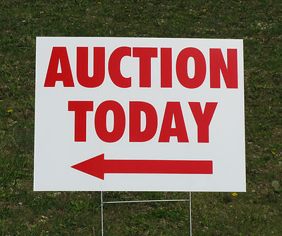 AUCTIONEER "AUCTION TODAY" SIGNS 6 SIGN SET WITH STAKES, 18"X24" | eBay