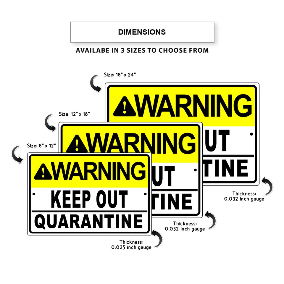 Warning Keep Out Do Not Enter Quarantine Area Novelty Safety Aluminum ...