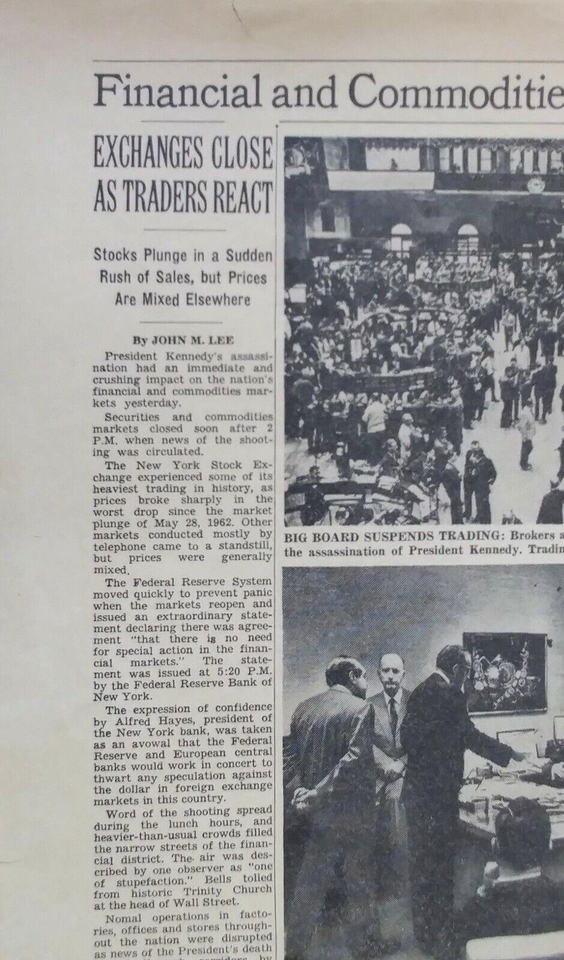 NY Times Reprint, Nov 23 1963, JFK Assassination, Fed Moves to ...