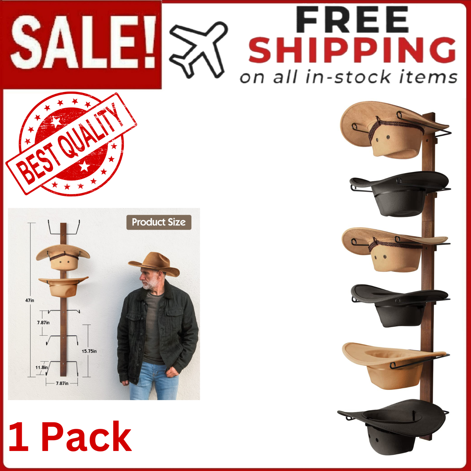 Cowboy Hat Holder Cowboy Hat Rack 6 Pieces Hat Rack for Cowboy Hats ...