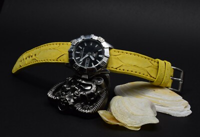 MA WATCH STRAP 22 20 18 MM GENUINE PYTHON SNAKE SKIN BELLY YELLOW FITS ...