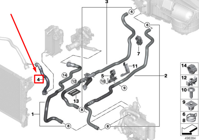 BMW M8 GRAN COUPE G16 ENGINE SUPPLY COOLANT HOSE 9308346 64219308346 ...