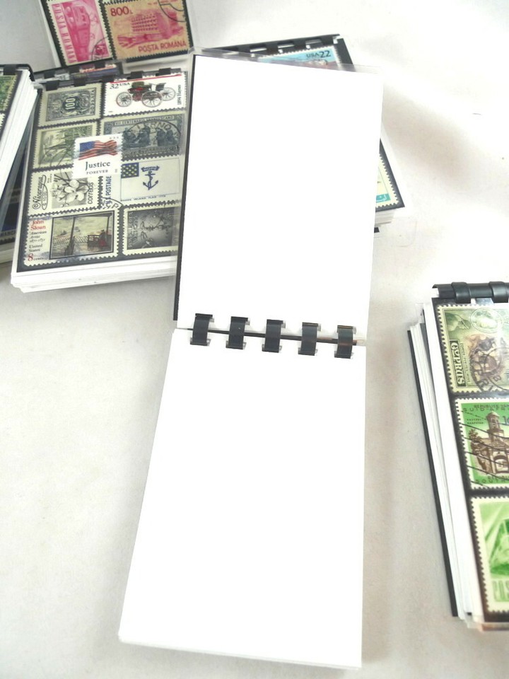 3 Color-Coordinated Handmade CANCELLED POSTAGE STAMP Notebooks Memopads ...