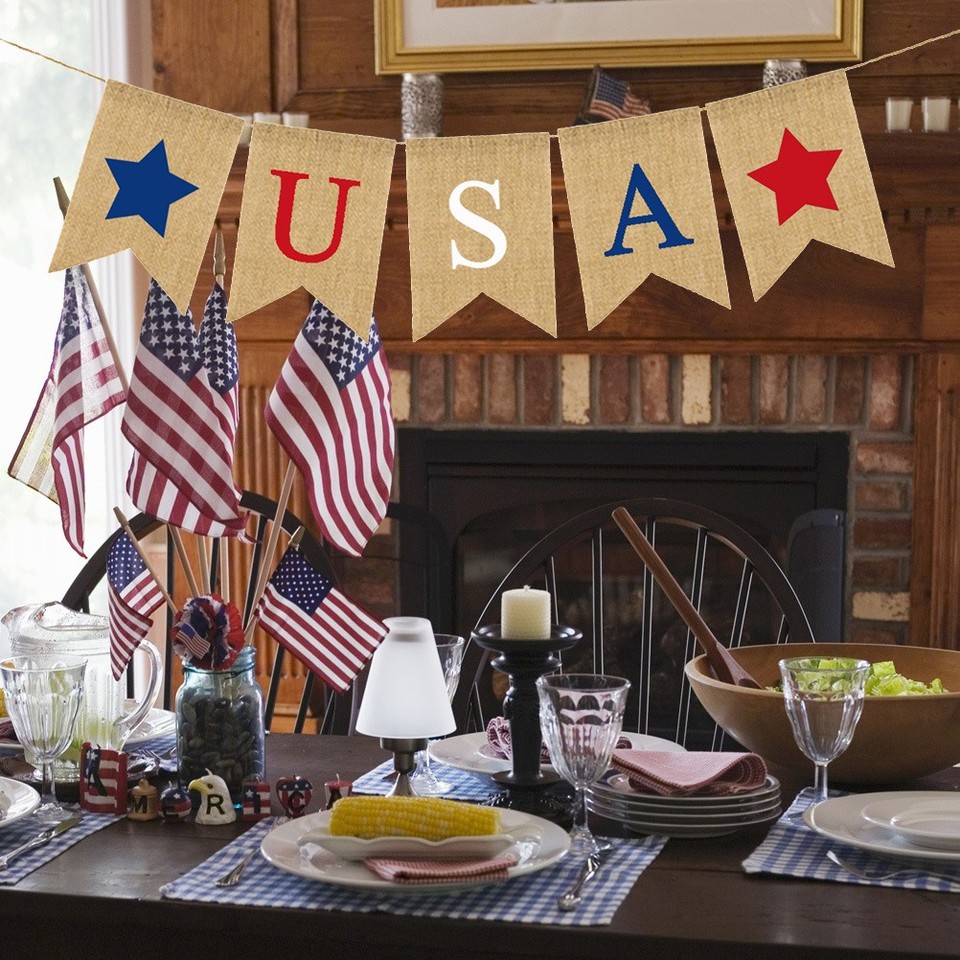 2 Banner Patriotic American Decorations for Party Flag Wall | eBay ...