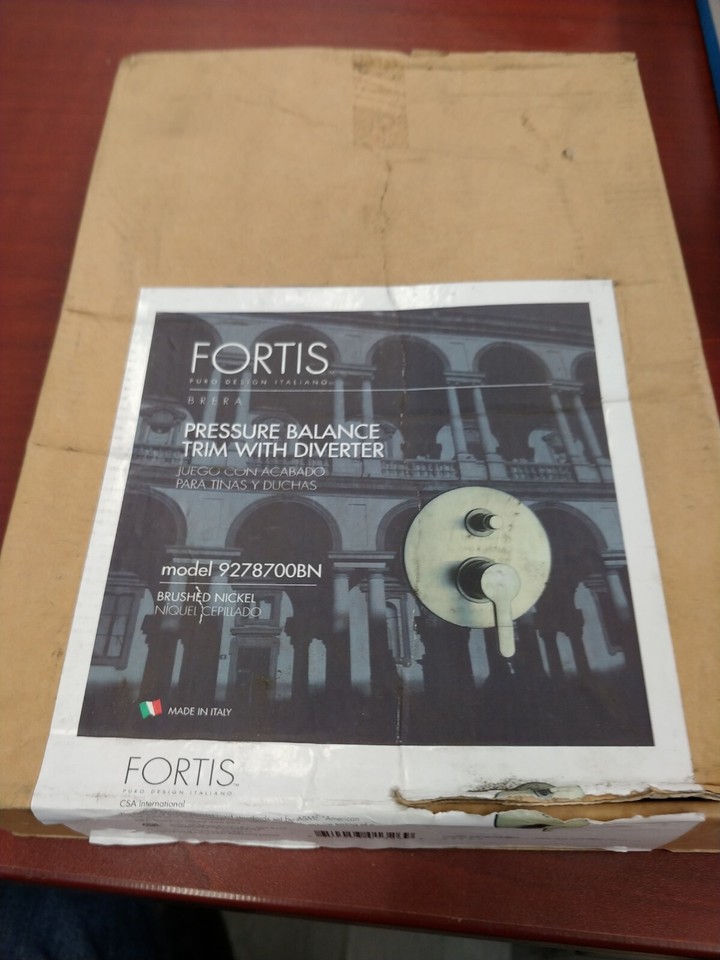 FORTIS 9278700BN BRERA PRESSURE BALANCE VALVE TRIM ONLY PUSH BUTTON ...