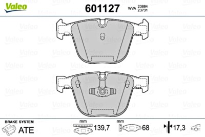 VALEO Disc Brake Pad Set Rear For BMW ALPINA B7 F01 F02 F03 F04 F07 ...