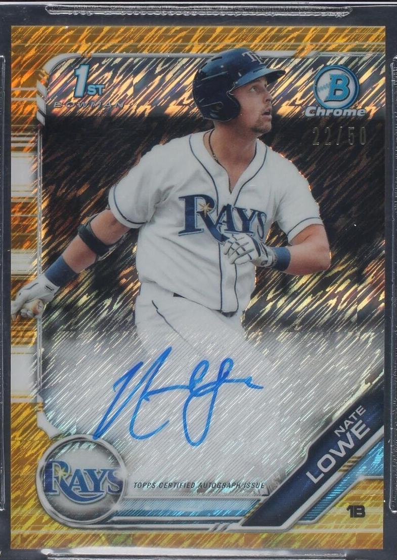 2019 Bowman - Chrome Prospect Autographs Nate Lowe #CPA-NL Gold Shimmer ...