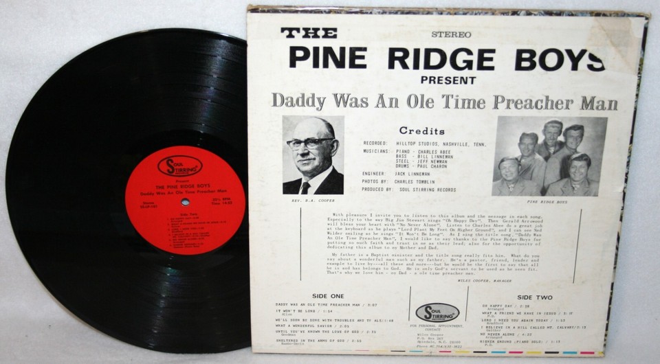 PINE RIDGE BOYS Daddy Was An Ole Time Preacher Man LP Southern Gospel ...