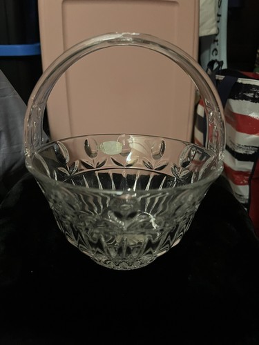 Vintage Block Lead Crystal Tulip Handled Basket | eBay